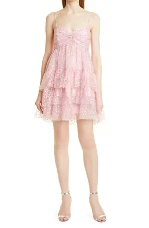 Cinq à Sept Jae Ruffle Sequin Tulle Minidress In Pink Quartz - 60